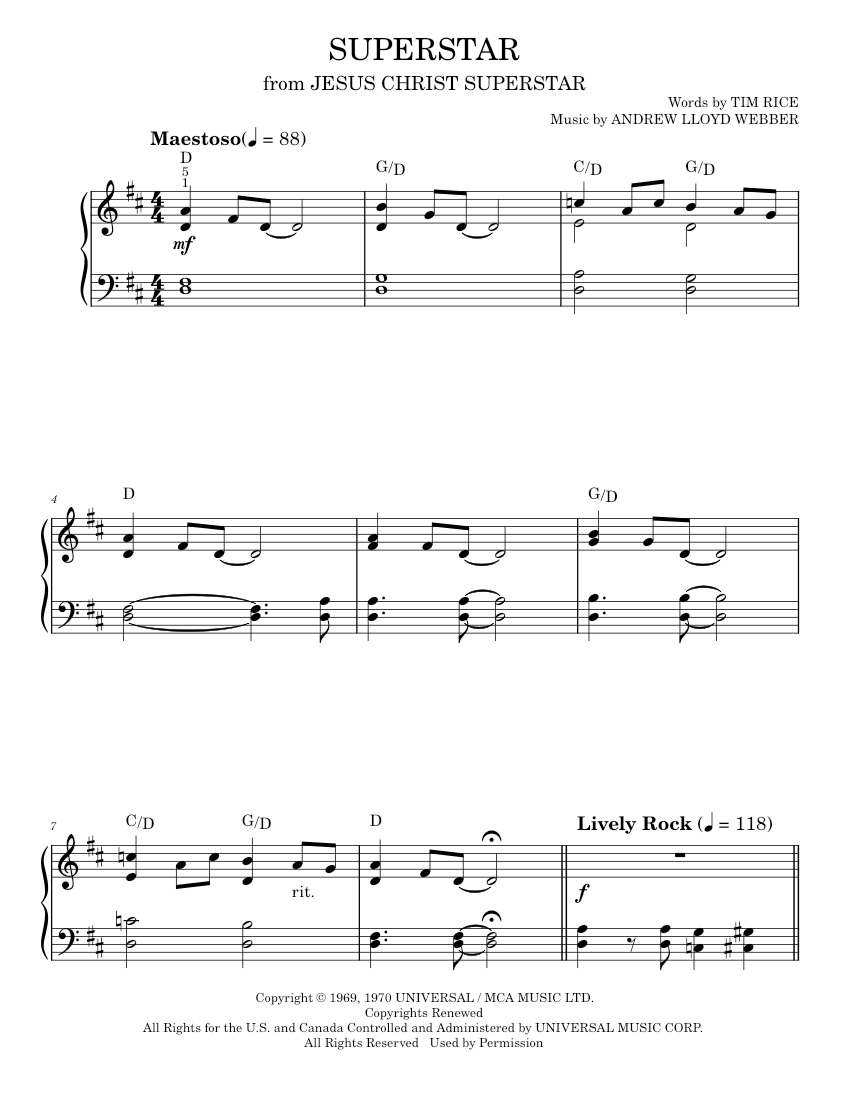 Play Official version of Jesus Christ Superstar Sheet Music by Andrew ...