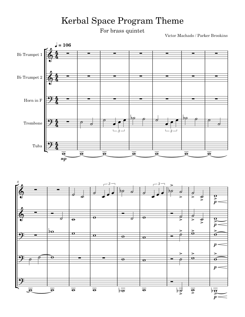 KSP Main Theme – SQUAD - Arranged for brass quintet Sheet music for ...