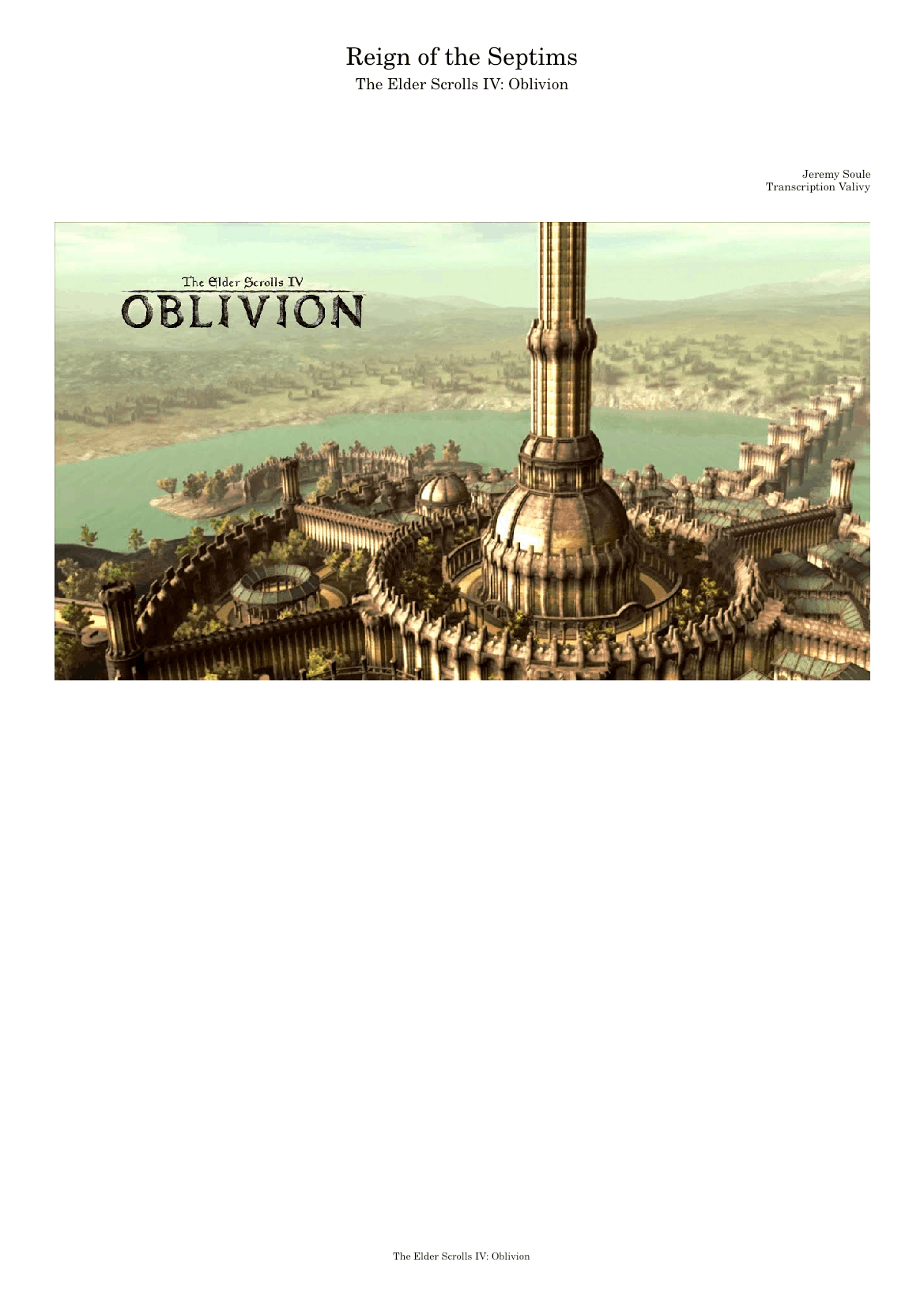 The Elder Scrolls IV : Oblivion - Reign of Septims – Jeremy Soule Sheet music for Flute, Oboe ...