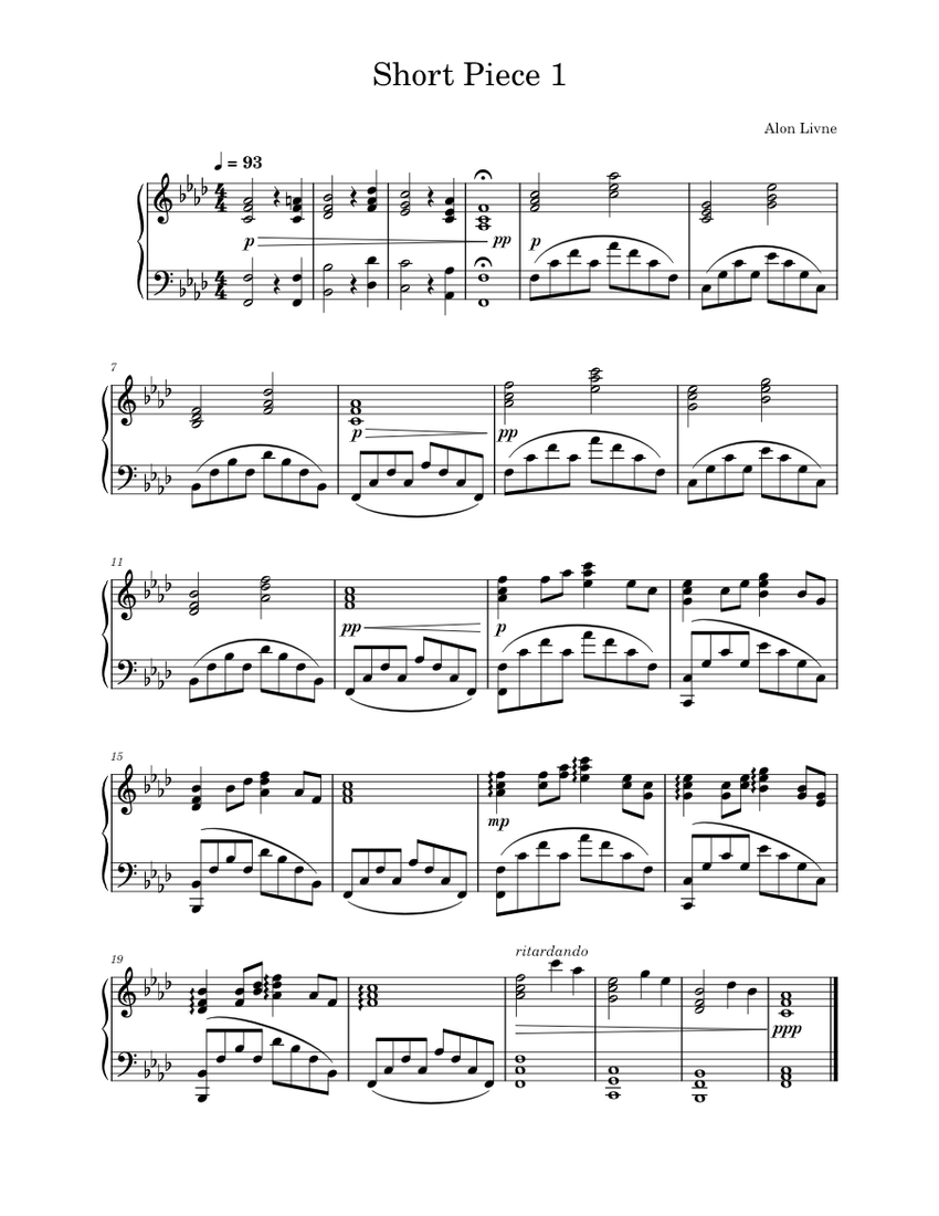 Short Piece 1 Sheet music for Piano (Solo) Easy | Musescore.com