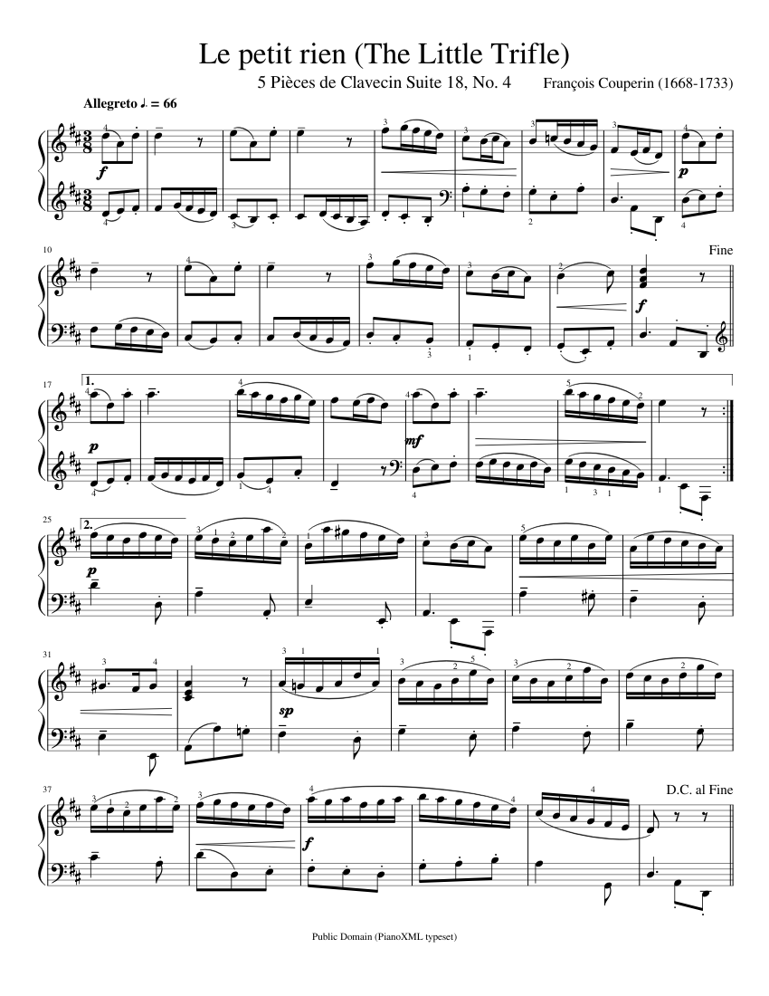 Couperin: Le petit rien (The Little Trifle) Suite 18, No. 4 Sheet music ...