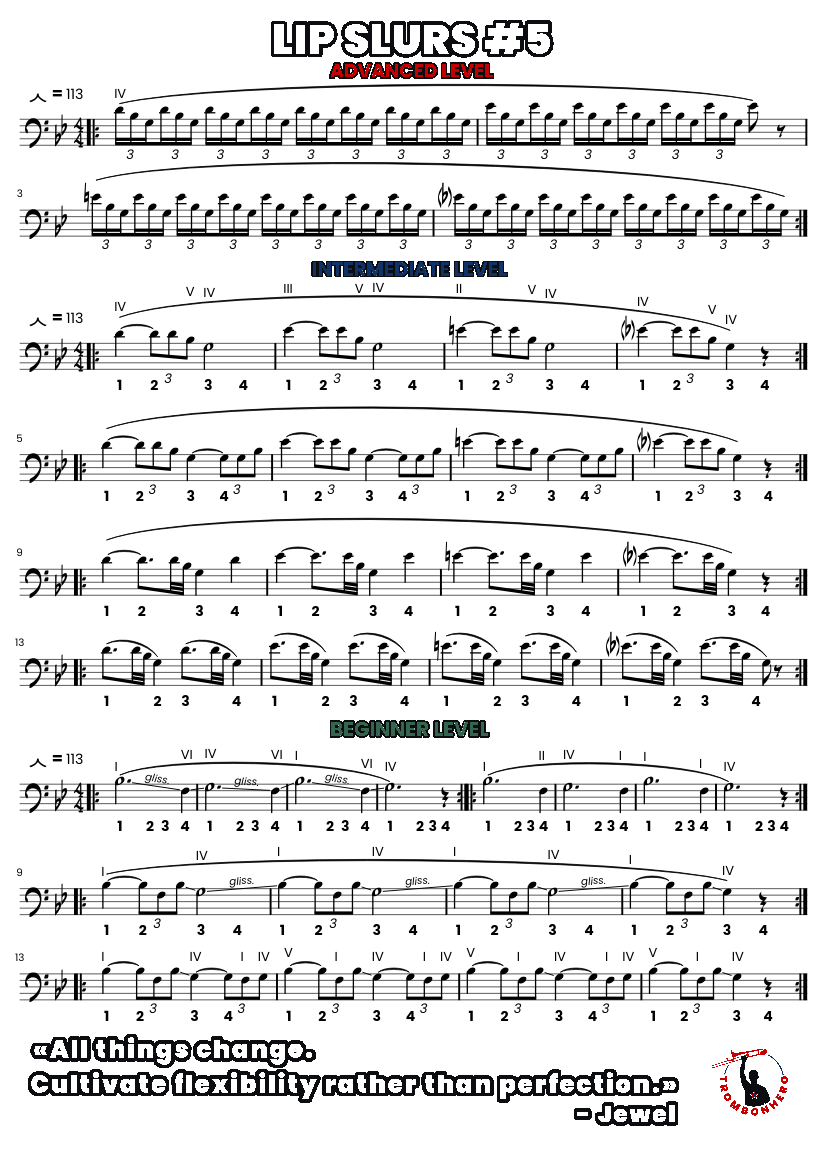 "Lip Slurs #5" - Trombonhero - Trombone Score Exercise Play Along ...
