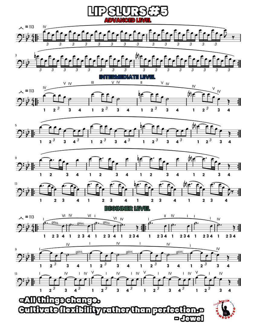 "Lip Slurs #5" - Trombonhero - Trombone Score Exercise Play Along ...