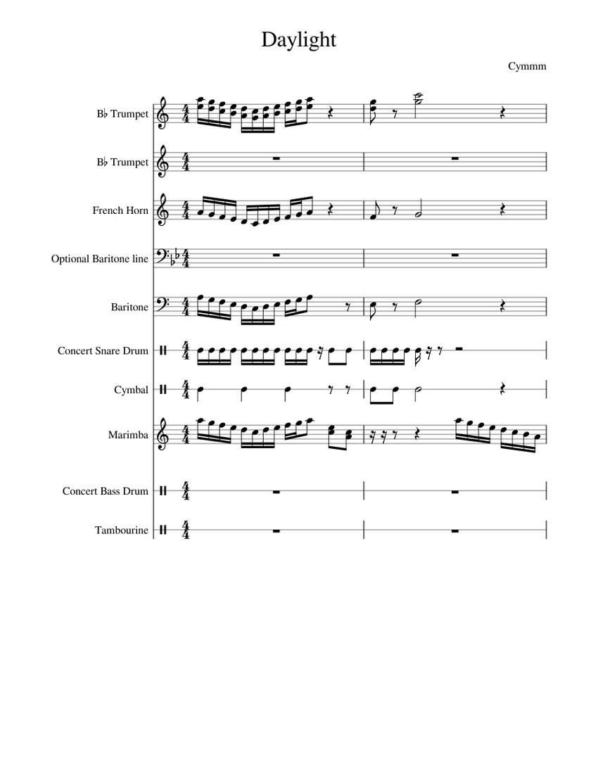 Daylight Sheet music for Trumpet (In B Flat), Trombone, French Horn ...