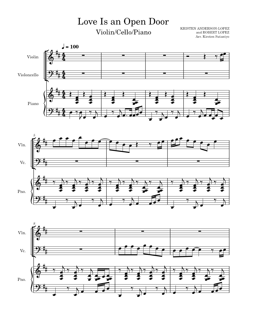 Love Is An Open Door (from Disney's Frozen) – Kristen Bell, Santino Fontana Sheet music for ...