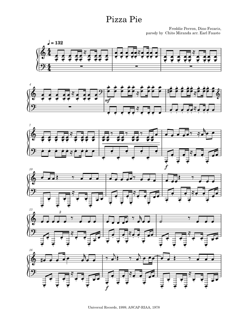 Pizza Pie Sheet music for Piano (Solo) | Musescore.com