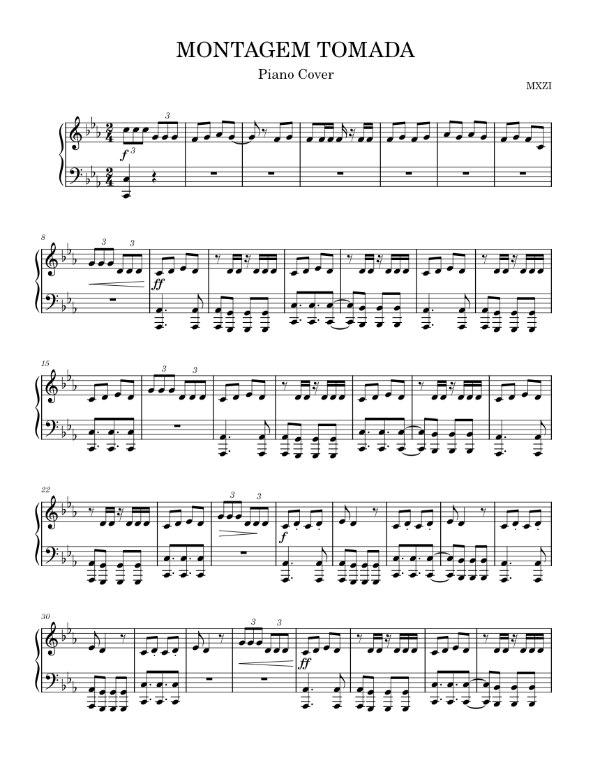 MONTAGEM TOMADA – MXZI Sheet Music for Piano (Solo) Easy | MuseScore.com