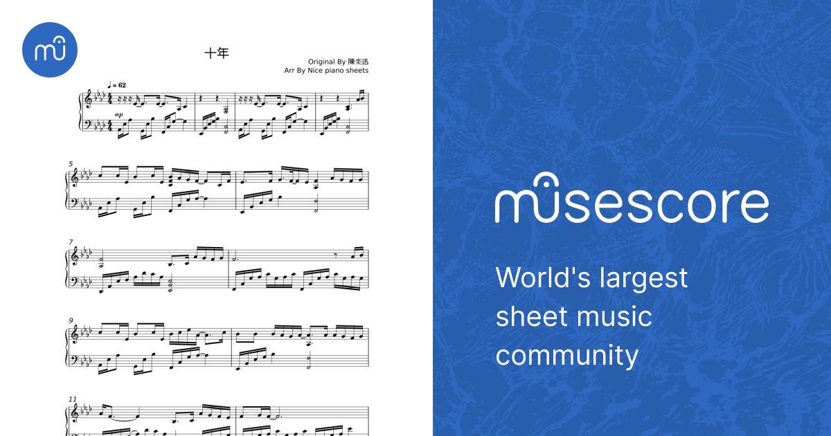 十年 (Ten Years) - Eason Chan (陳奕迅) Sheet music for Piano (Piano Duo ...