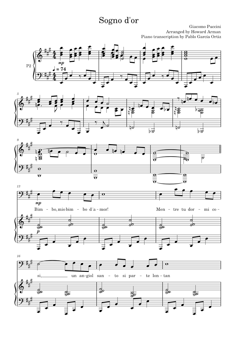 Sogno d´Or – Giacomo Puccini Sheet music for Piano (Piano-Voice ...