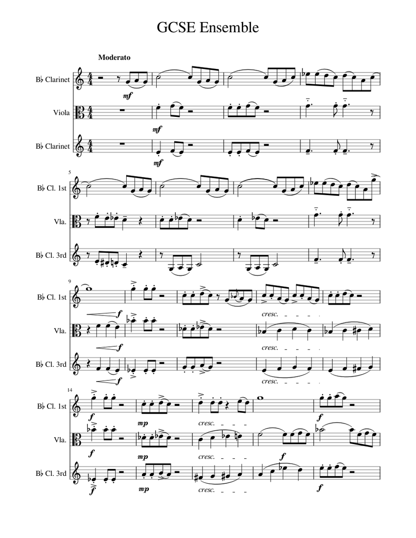 GCSE Ensemble Sheet music for Clarinet in b-flat, Viola (Mixed Trio ...