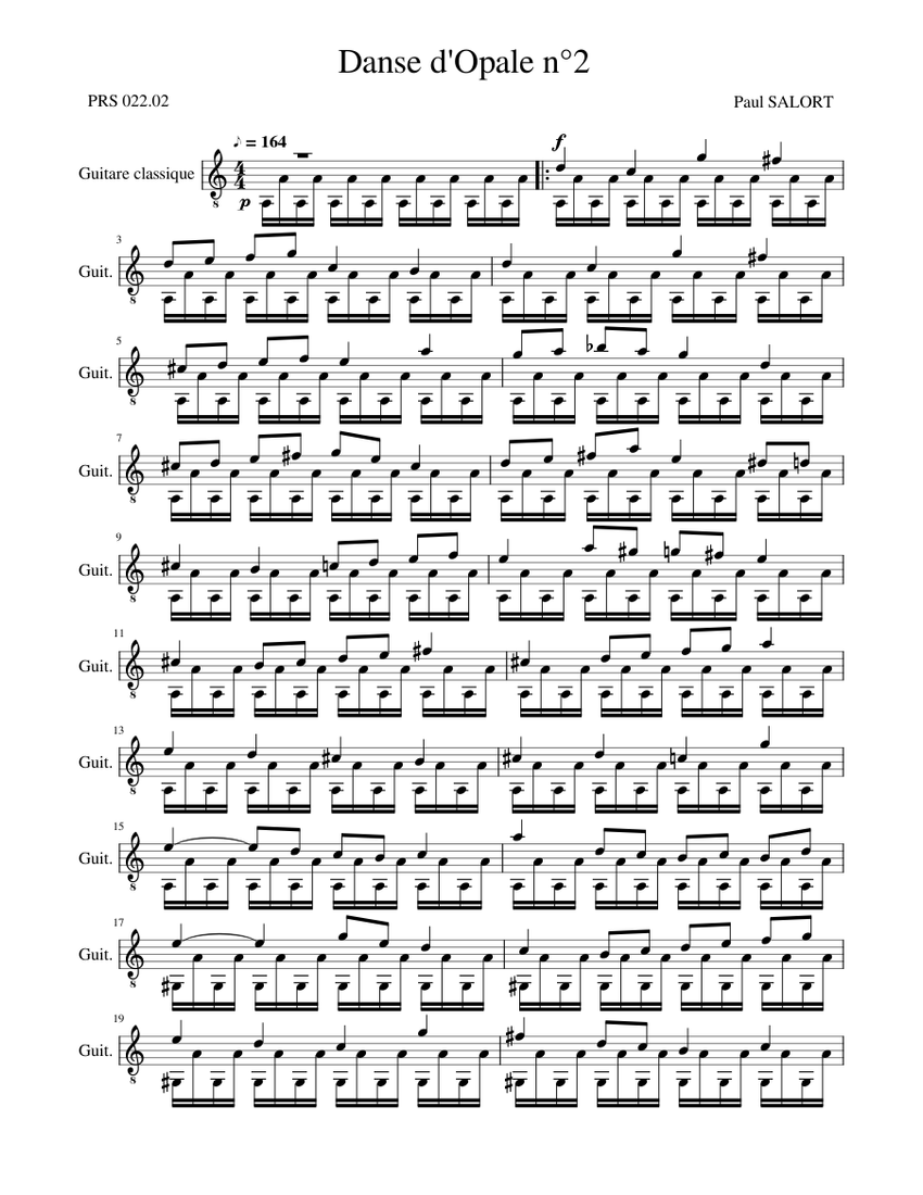 PRS 022.02 Danse_d'Opale n°2 pour guitare Sheet music for Guitar (Solo ...