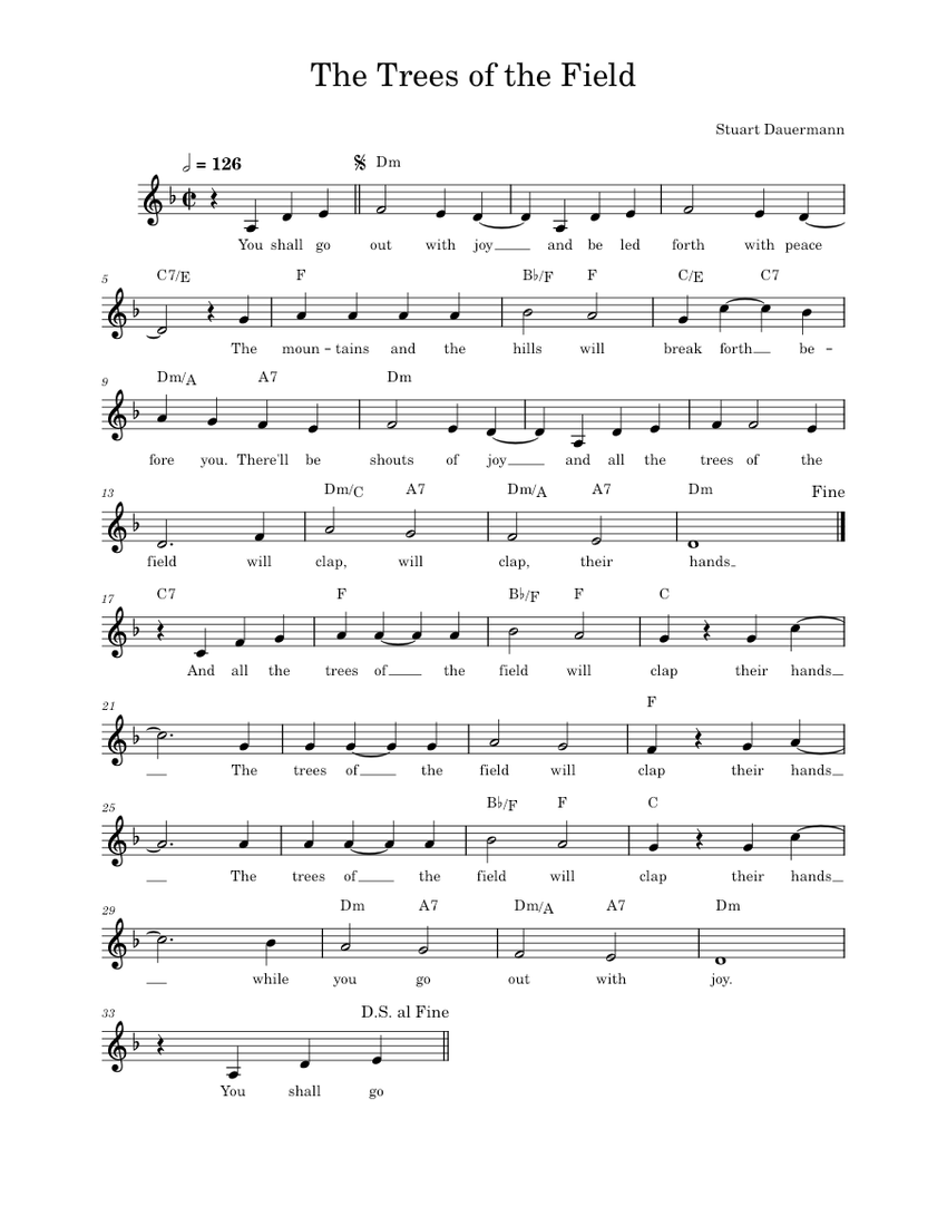 Trees Of The Field - Stuart Dauermann – Stuart Dauermann Sheet music ...