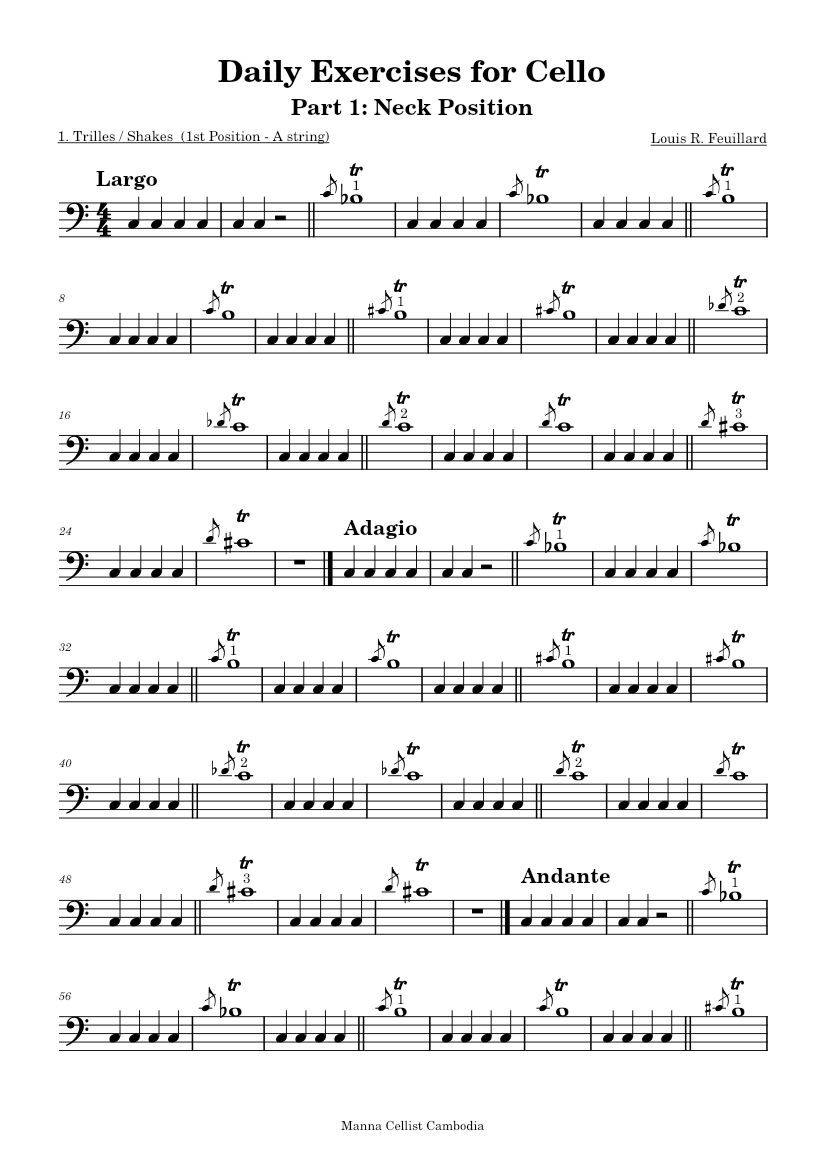 Daily Exercises for Cello – Louis R. Feuillard (1. Trilles 01st ...