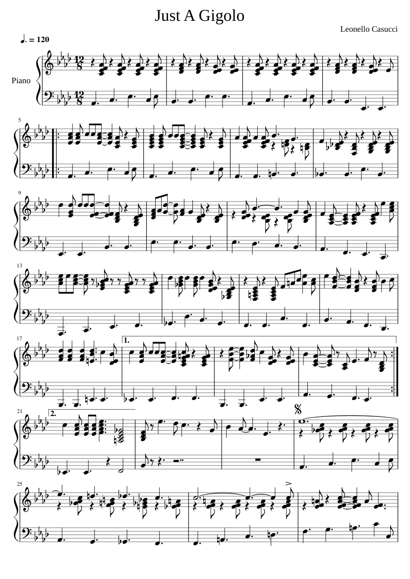 Just a Gigolo Sheet Music for Piano (Solo) | MuseScore.com