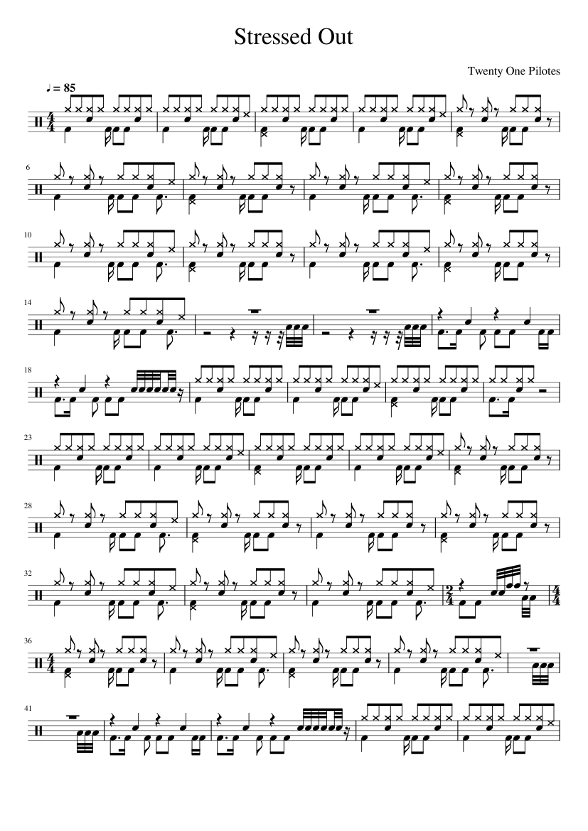 Stressed Out by 21 Pilots Sheet music for Drum group (Solo) | Musescore.com