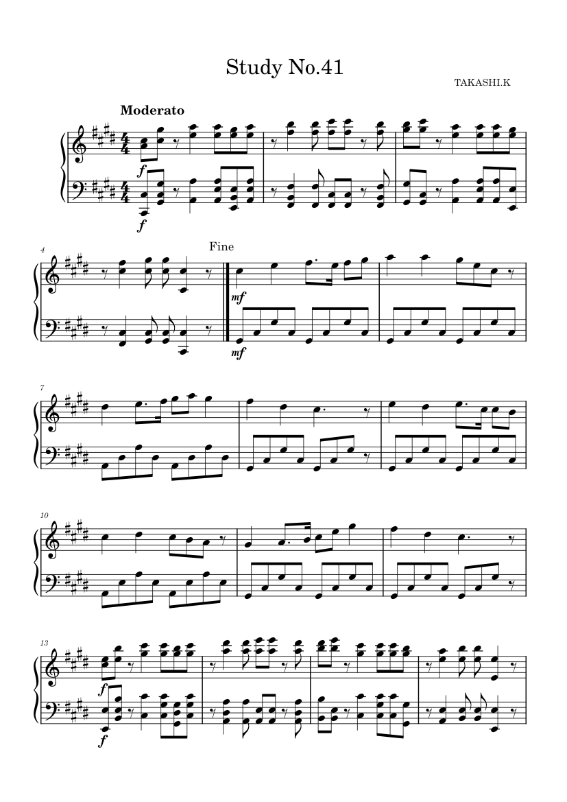 Study No.41 Sheet music for Piano (Solo) | Musescore.com