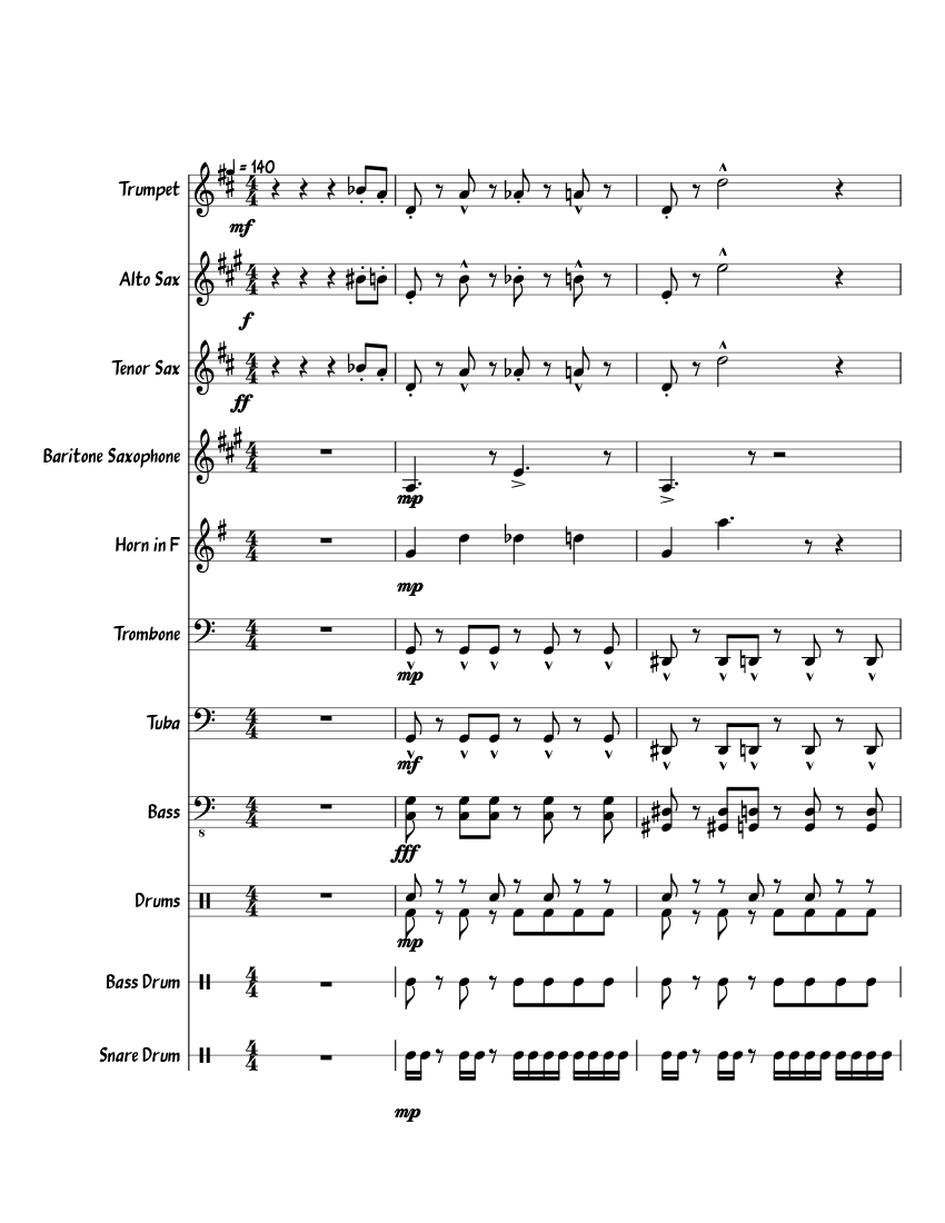 Clutterfunk Sheet music for Trombone, Tuba, Saxophone alto, Saxophone tenor & more instruments ...