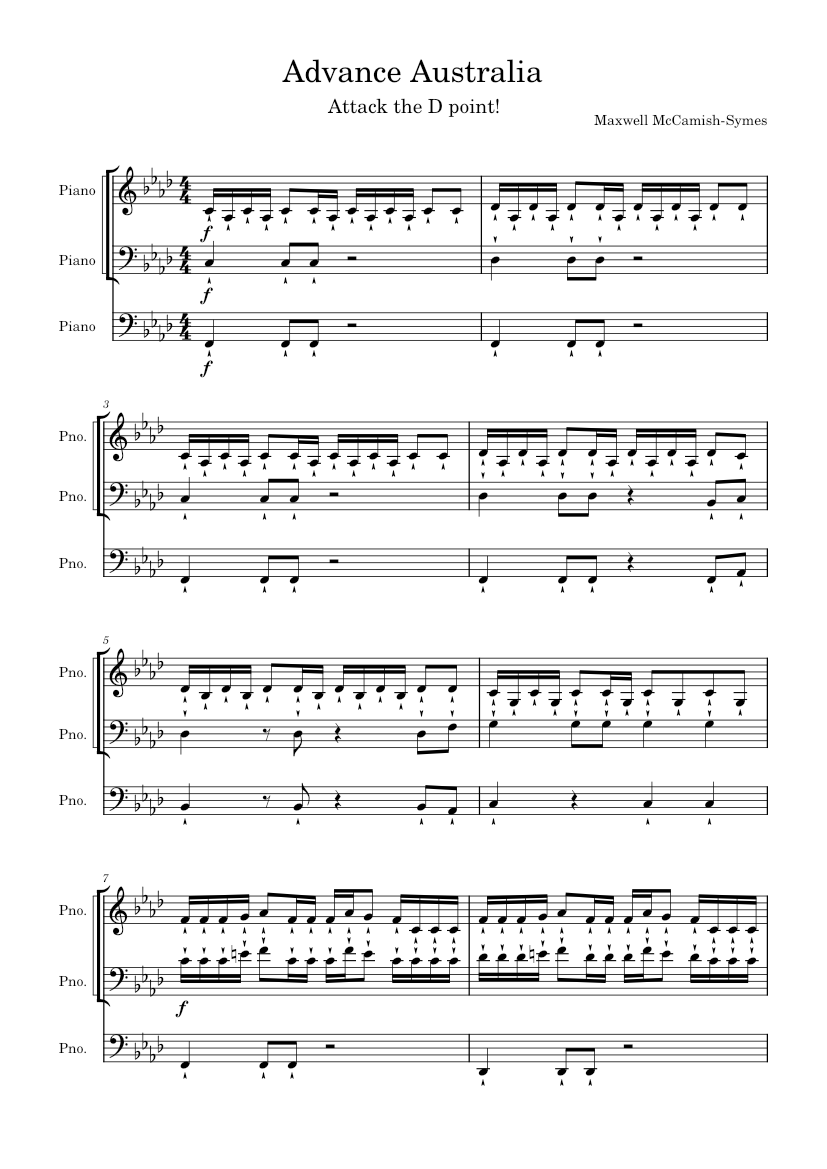 Advance Australia-3 voice polyphony Sheet music for Piano (Piano Trio ...
