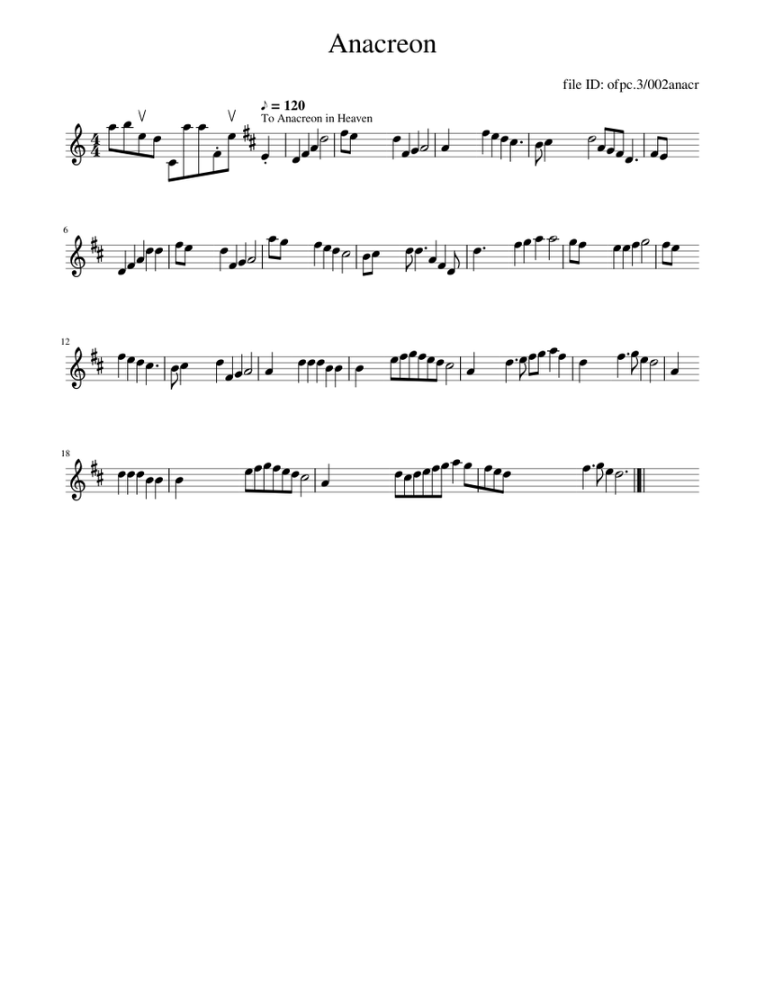 Anacreon Sheet music for Piano (Solo) | Musescore.com