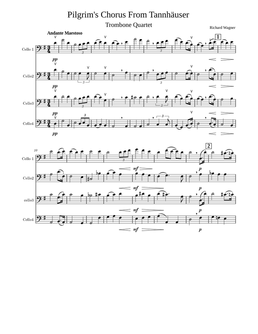 Tannhäuser - pilgrims chorus – Richard Wagner Sheet music for Flute, Harp (String Ensemble ...