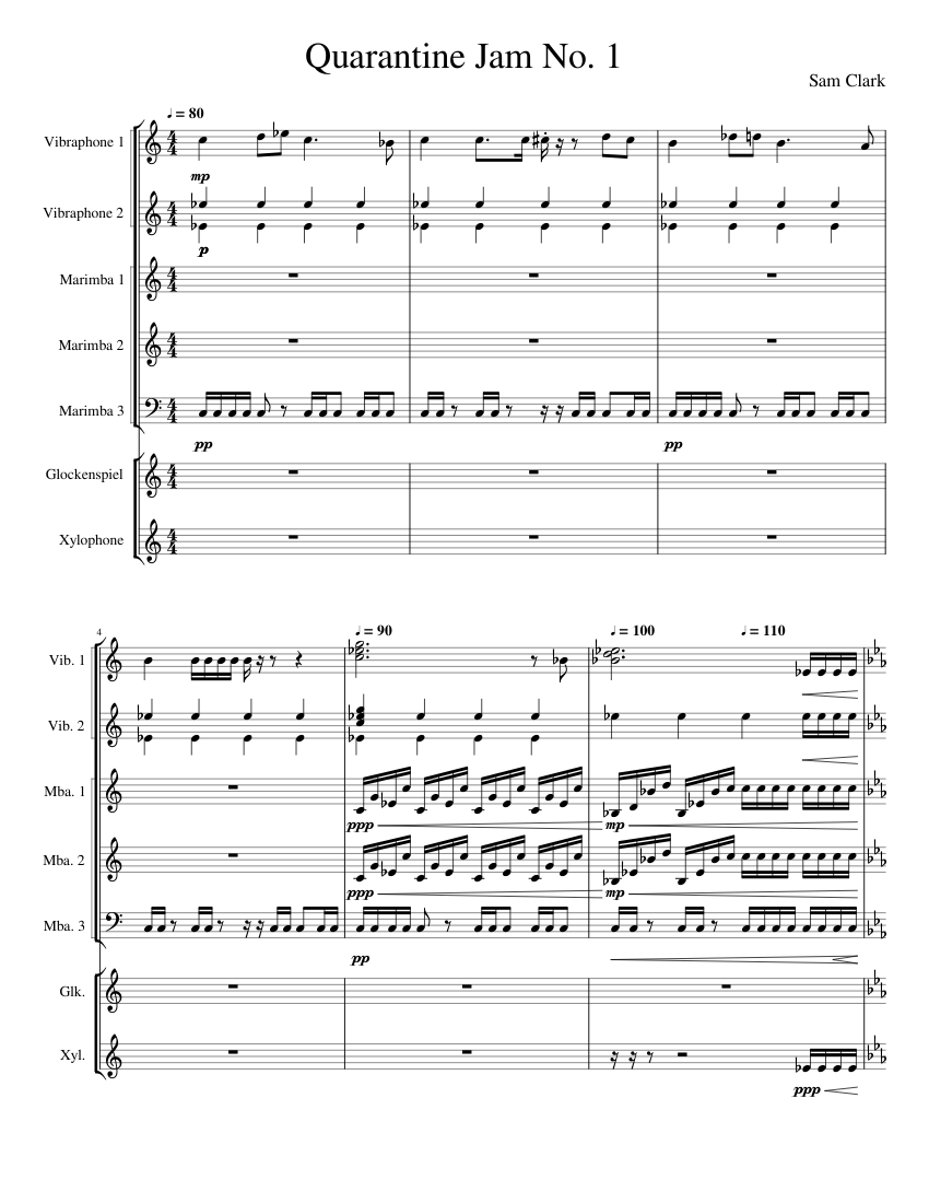 Quarantine Jam 1 Sheet music for Vibraphone, Glockenspiel, Marimba, Xylophone (Percussion ...