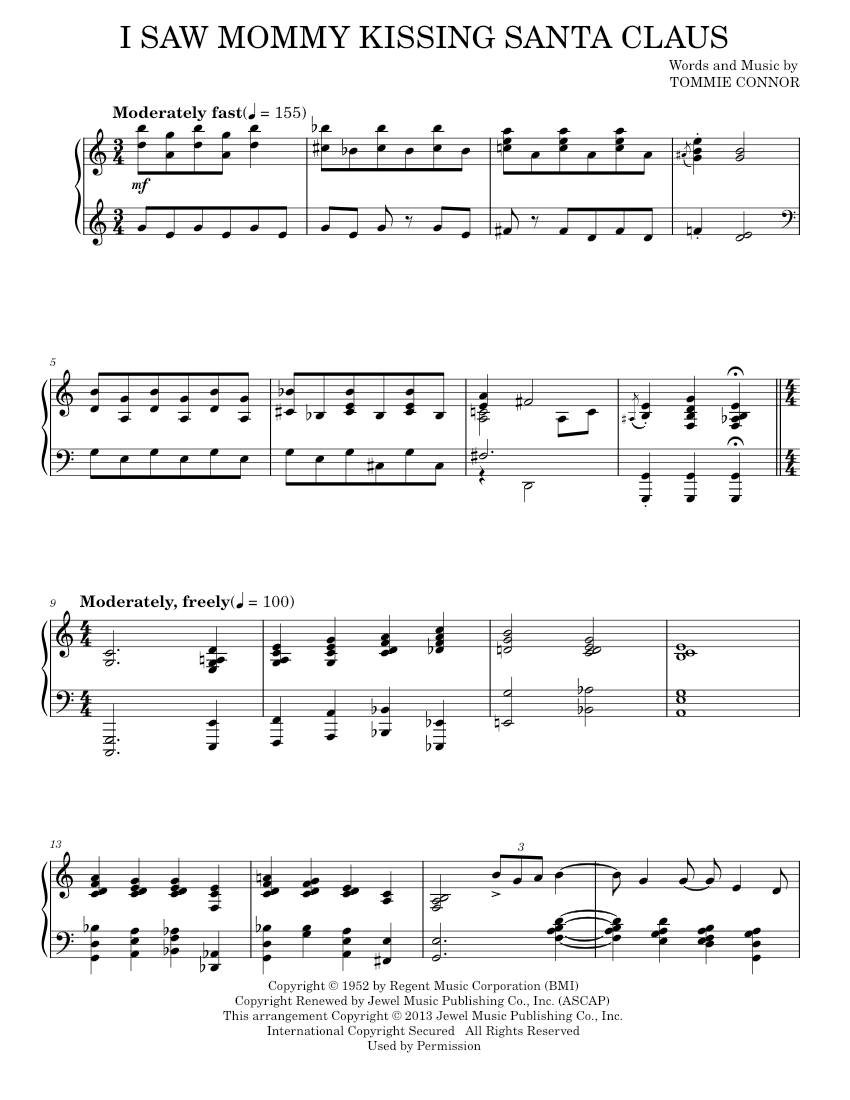 Play Official version of I Saw Mommy Kissing Santa Claus Sheet Music by ...