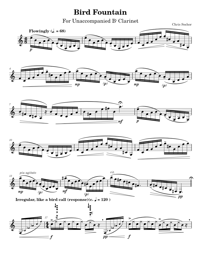 Bird Fountain- Clarinet Solo Sheet music for Clarinet in b-flat (Solo ...