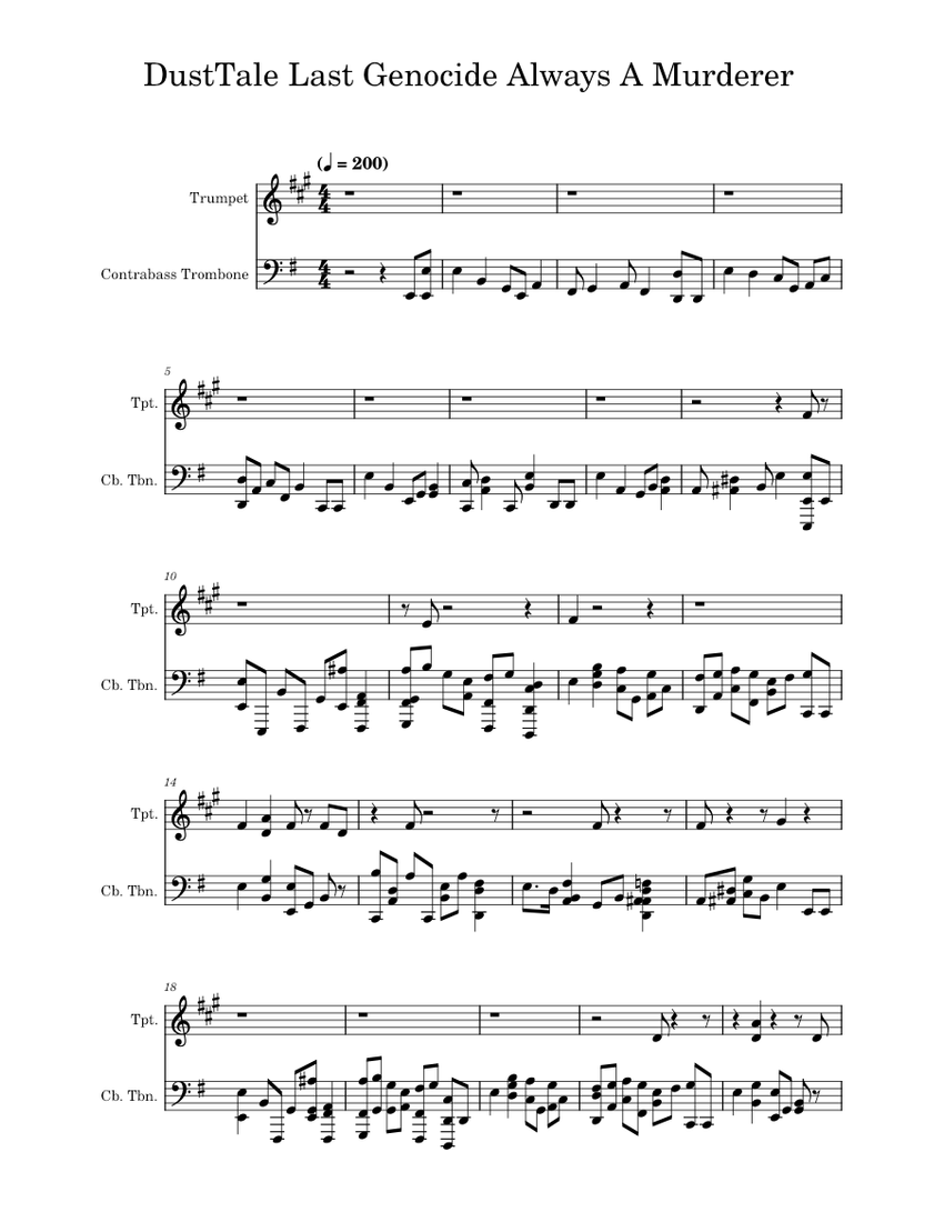 DustTale Last Genocide Always A Murderer Sheet music for Trumpet other ...