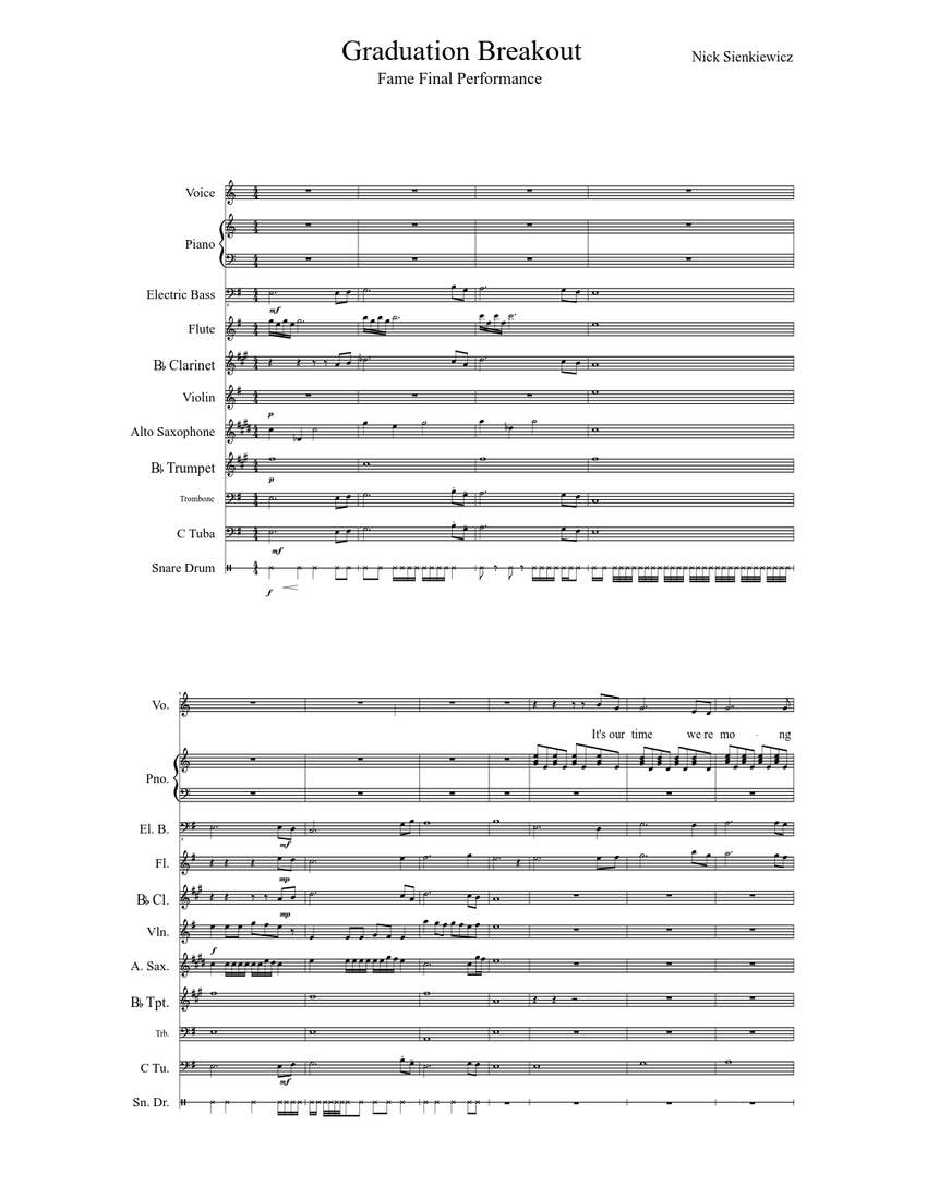 Graduation Breakout Sheet music for Piano, Violin, Trombone, Flute ...
