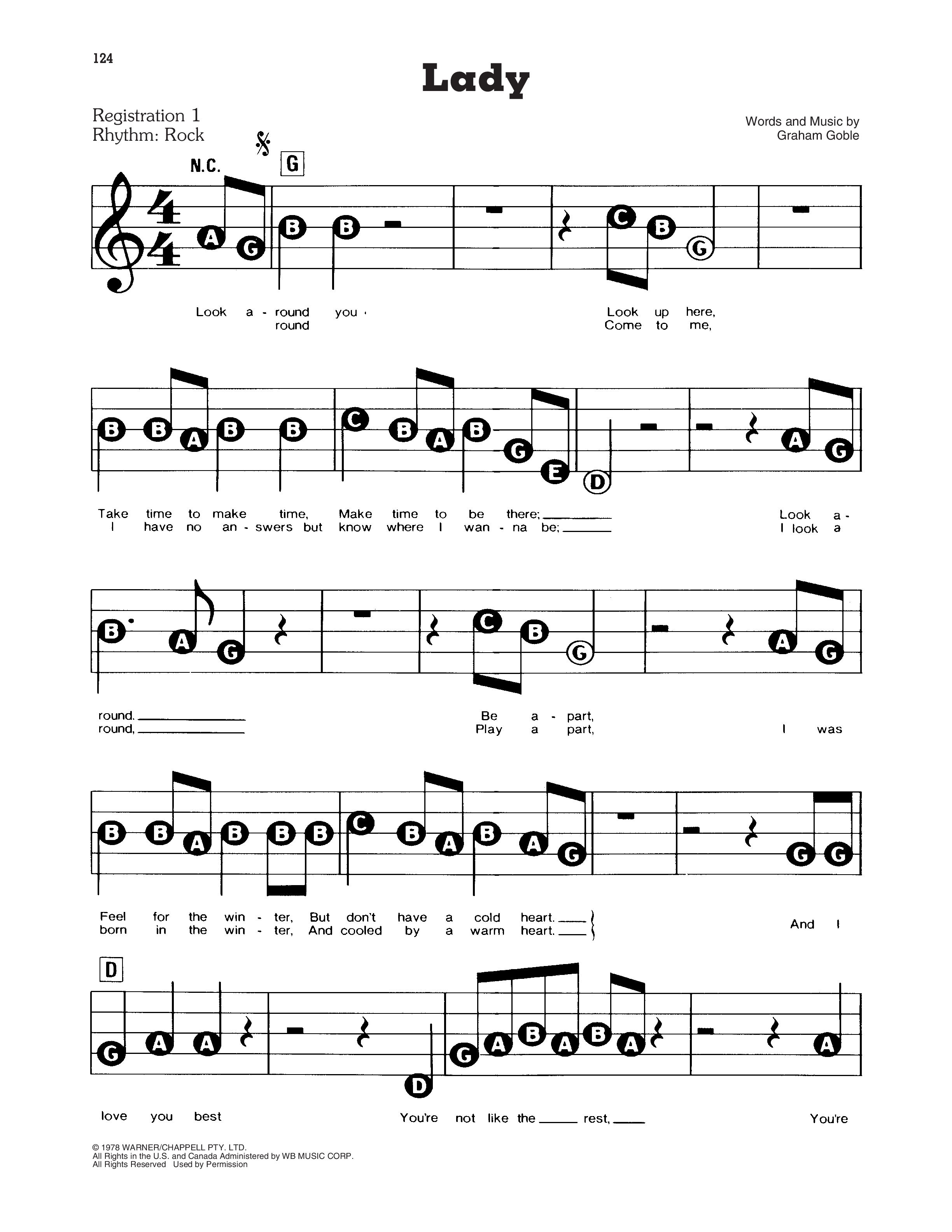 Play Official version of Lady sheet music by Little River Band for ...