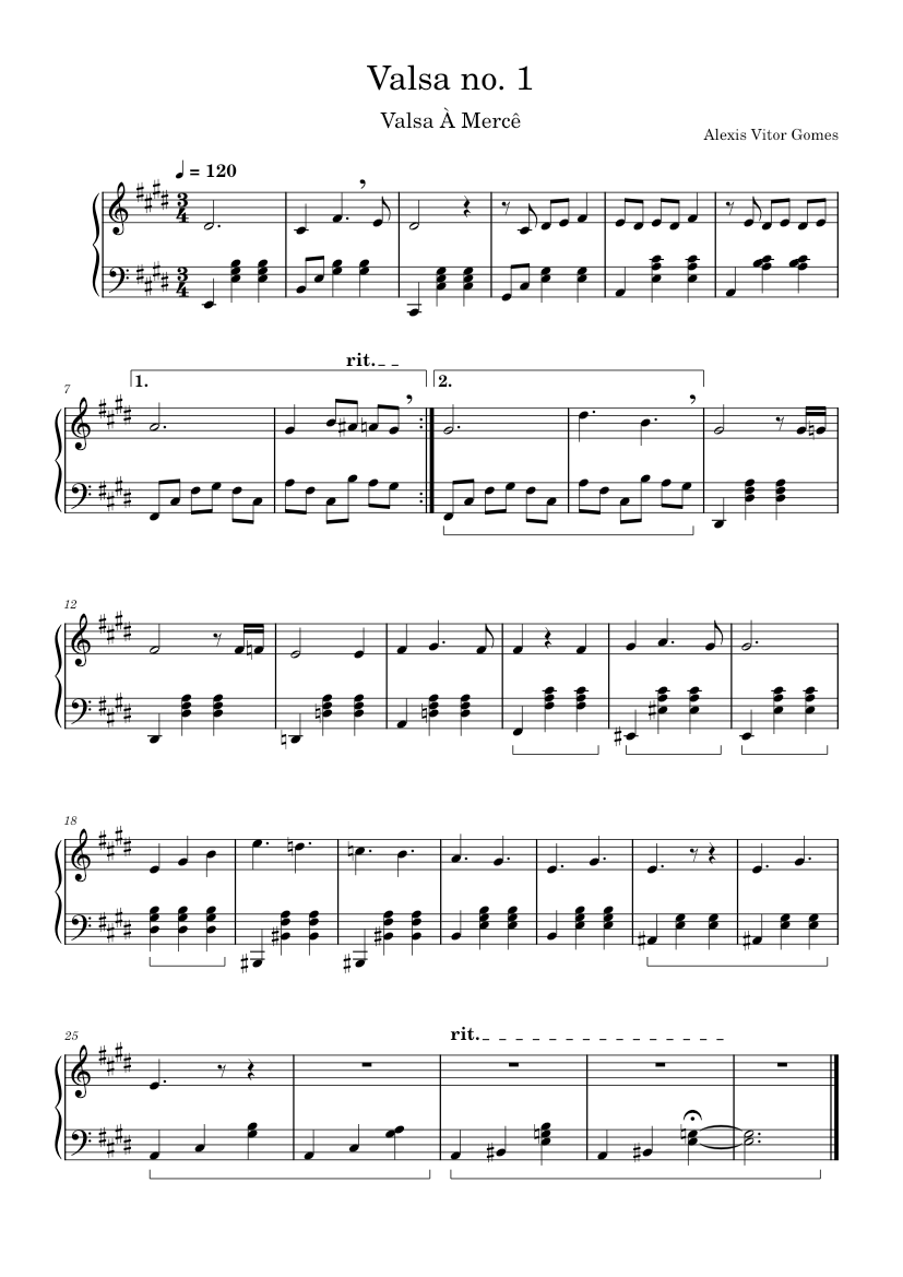 Valsa no. 1 Sheet music for Piano (Solo) Easy | Musescore.com
