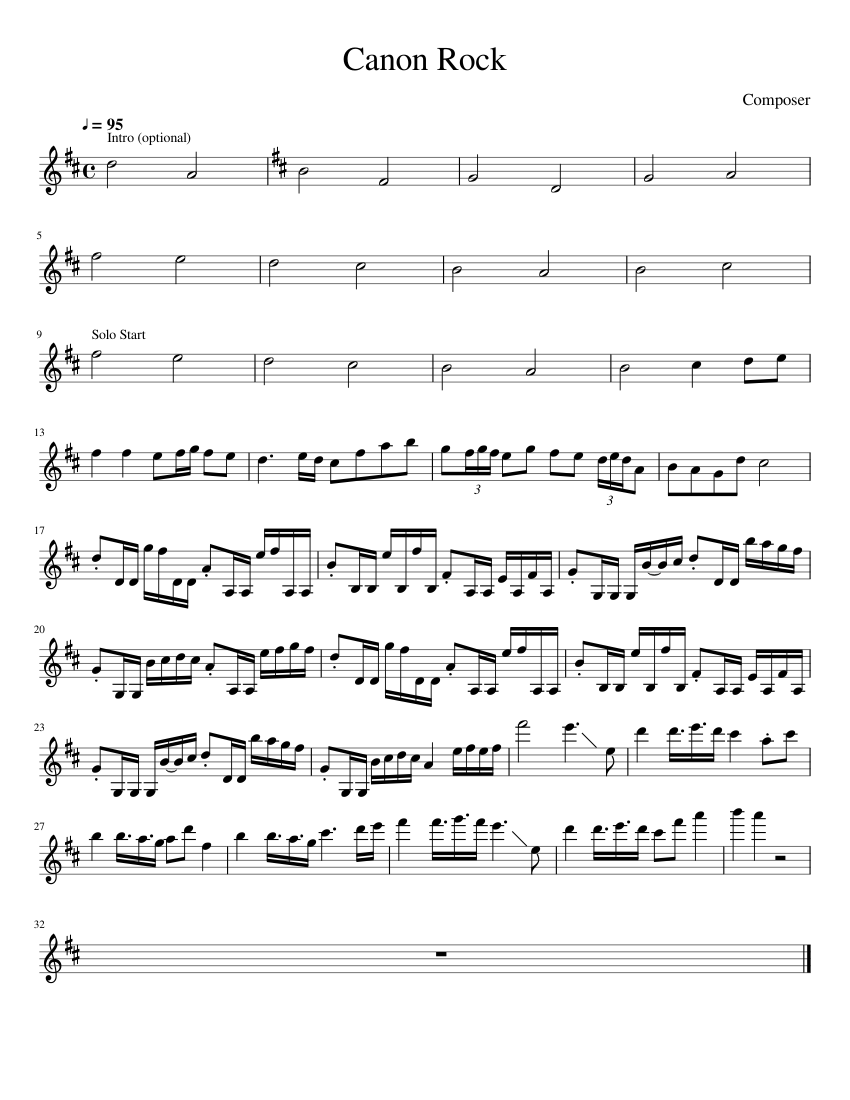 Canon Rock Sheet music for Piano (Solo) | Musescore.com