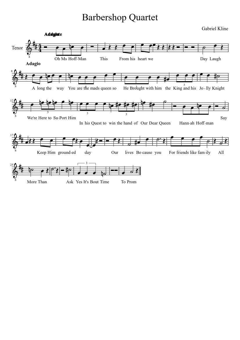 Barbershop Quartet Part 2 Sheet music for Tenor (Solo) | Musescore.com