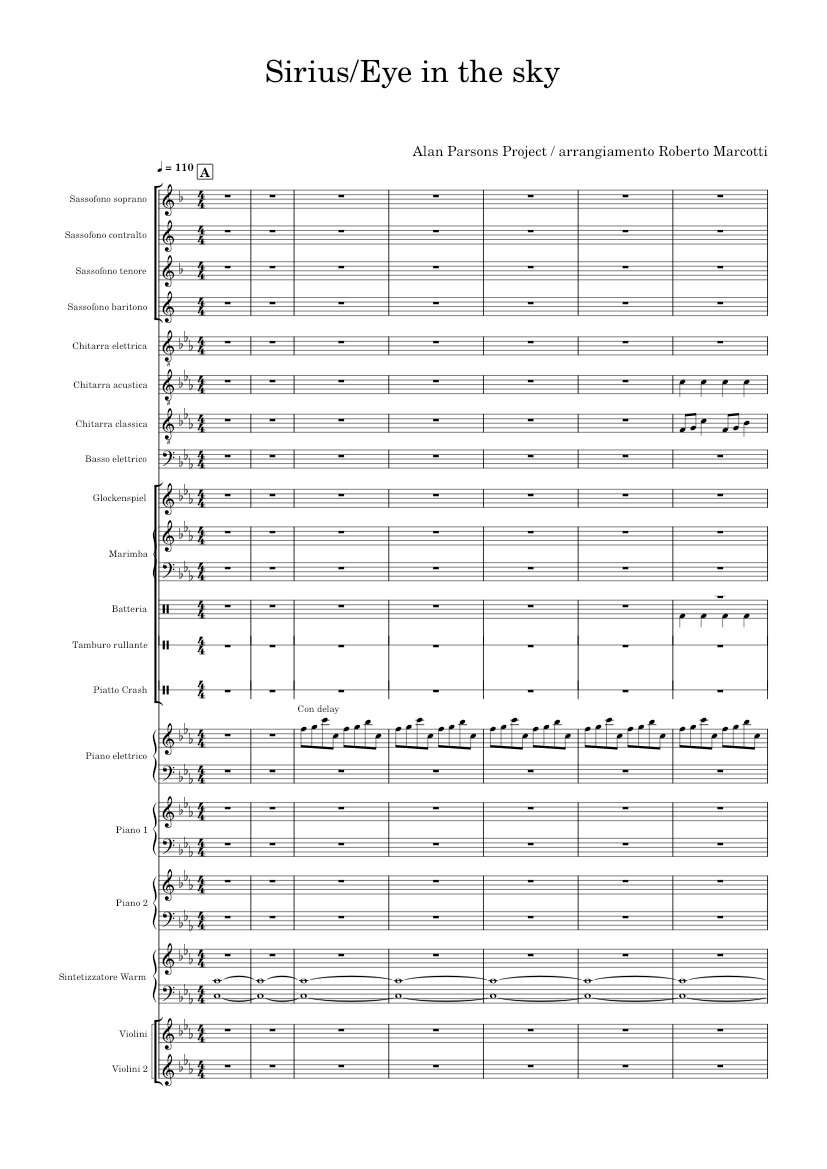 Sirius-Eye in the sky Sheet music for Piano, Saxophone alto, Saxophone ...