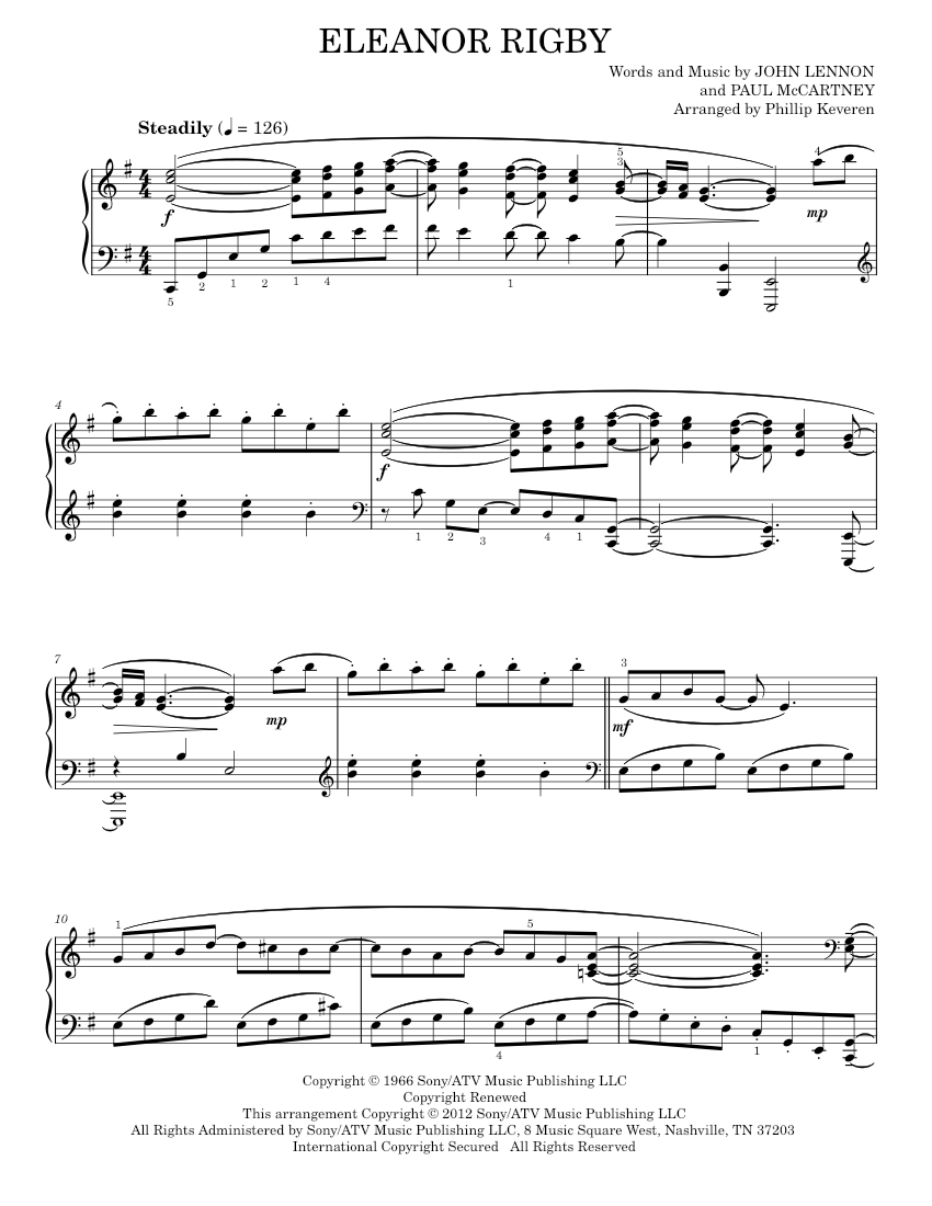 Play Official version of Eleanor rigby sheet music by The Beatles for ...