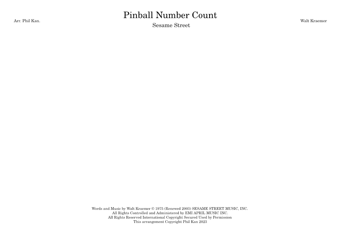 Pinball Number Count – Walt Kraemer (Arr. Phil Kan) Sheet music for ...