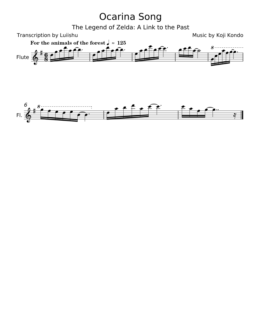 Sun's Song (Ocarina) - Ocarina of Time - Koji Kondo Sheet Music for ...