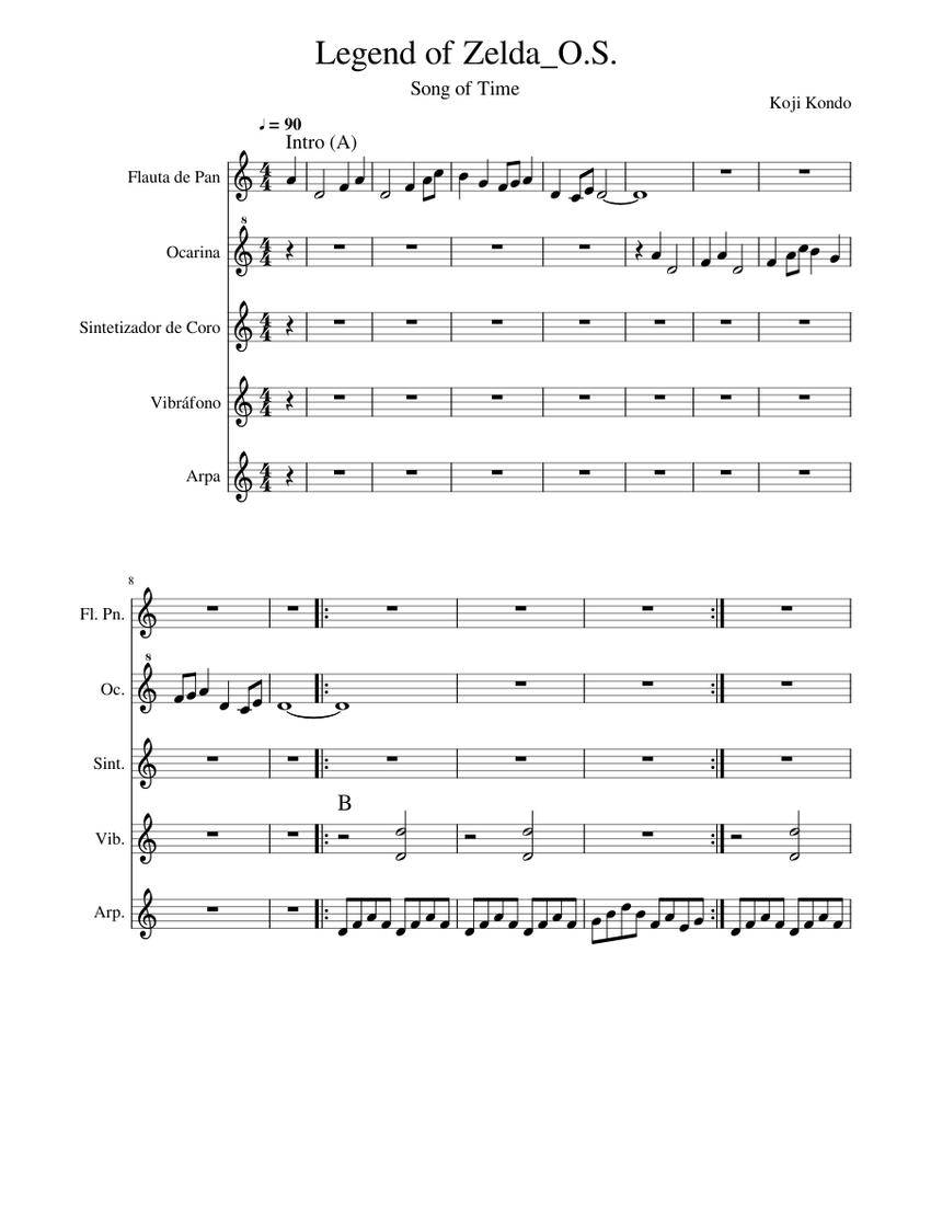 Song of Time, Legend of Zelda O.S. Sheet music for Vibraphone, Harp ...