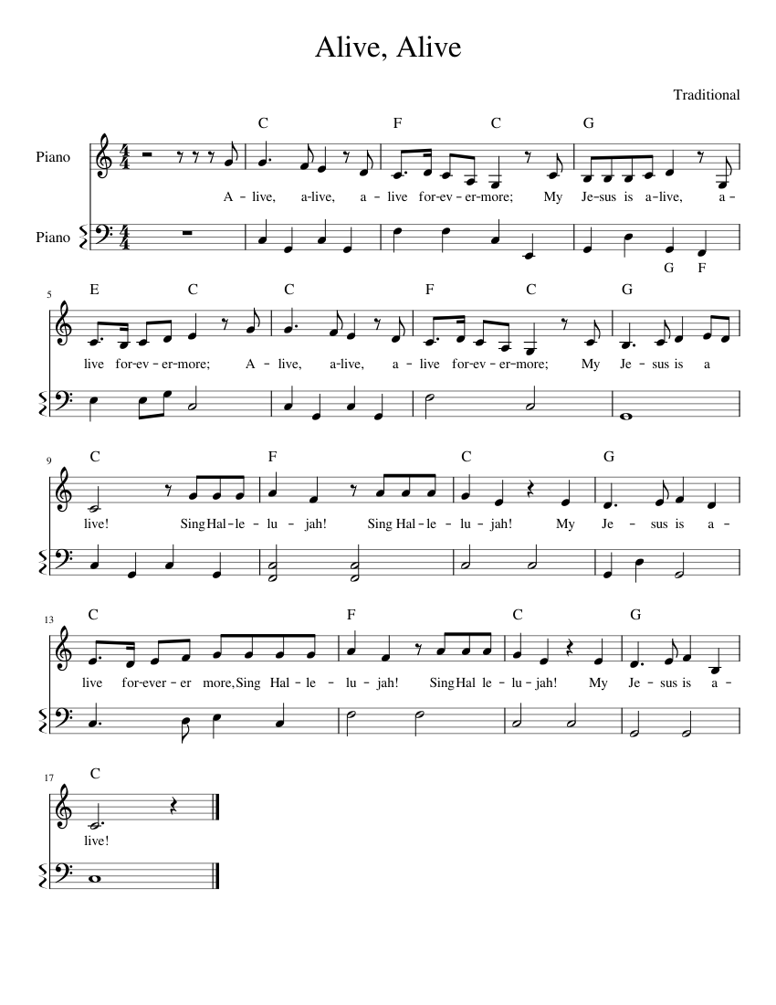 Alive, Alive Sheet music for Piano (Piano Duo) | Musescore.com