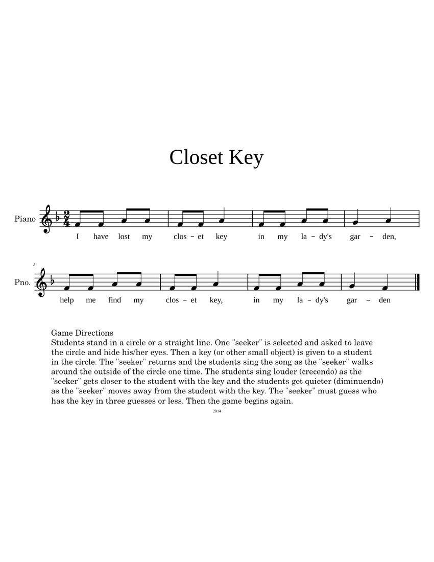 Closet Key – Misc Children Closet Key Sheet music for Piano (Solo ...