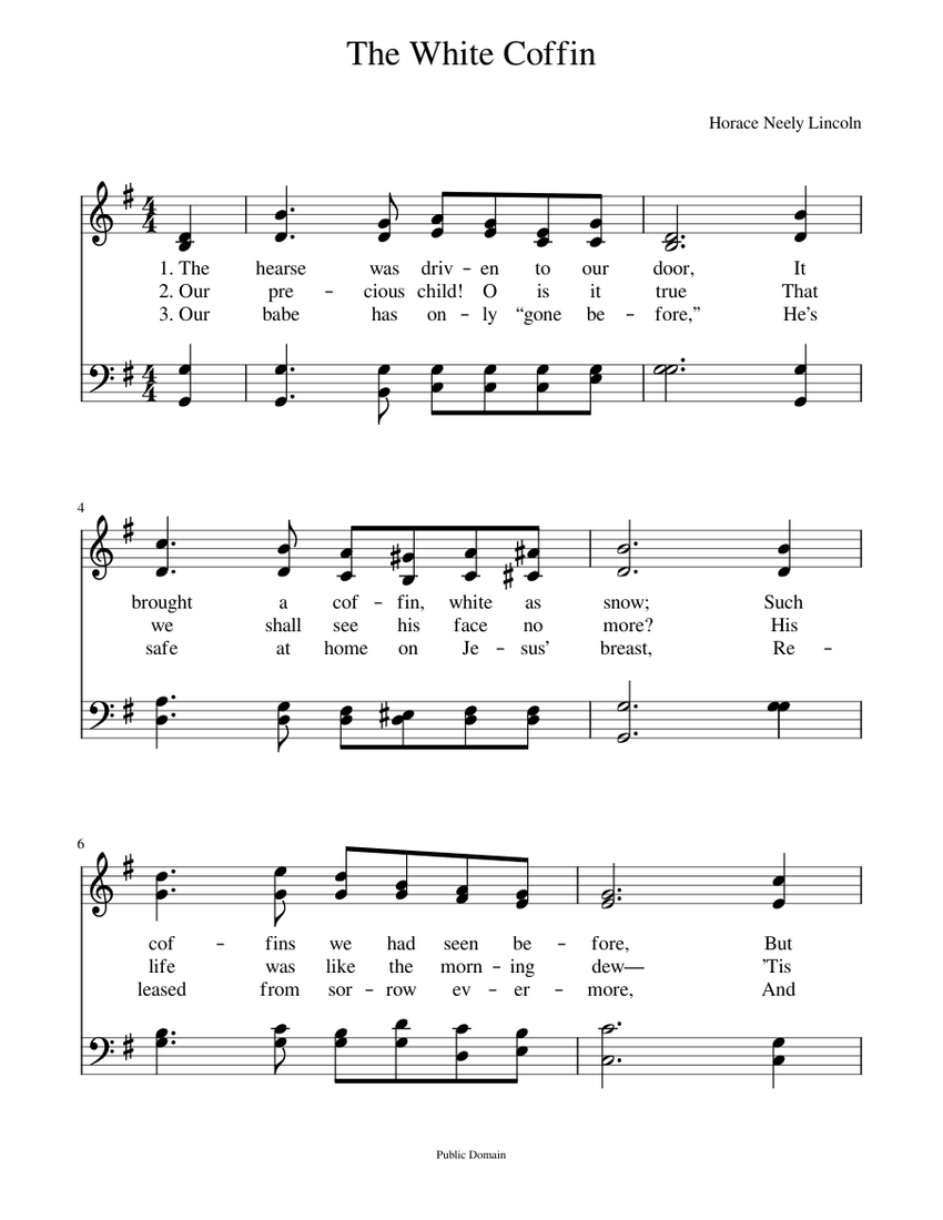 The hearse was driven to our door - Horace Neely Lincoln Sheet music ...