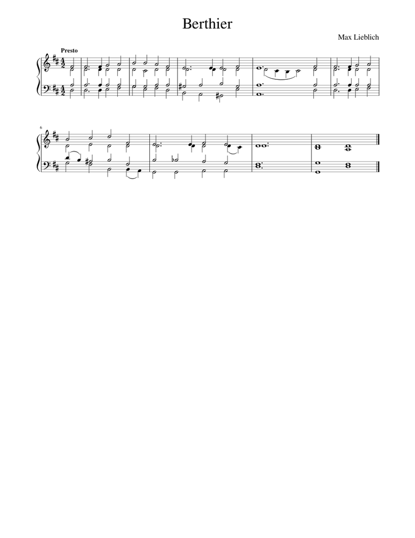 BERTHIER (Liebich) - Max Liebich Sheet music for Piano (Solo) Easy ...