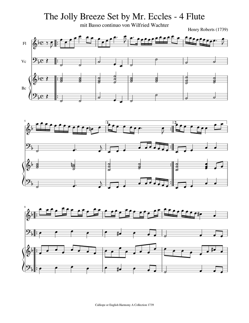 The Jolly Breeze Set by Mr. Eccles - 4 Flute Sheet music for ...