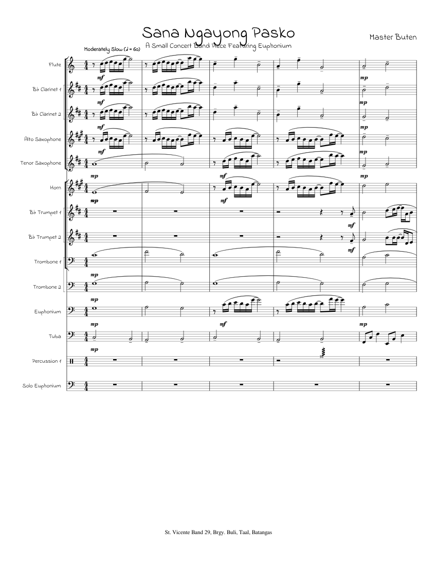 Sana ngayong pasko Sheet Music for Trombone, Euphonium, Tuba, Flute & more instruments (Concert ...