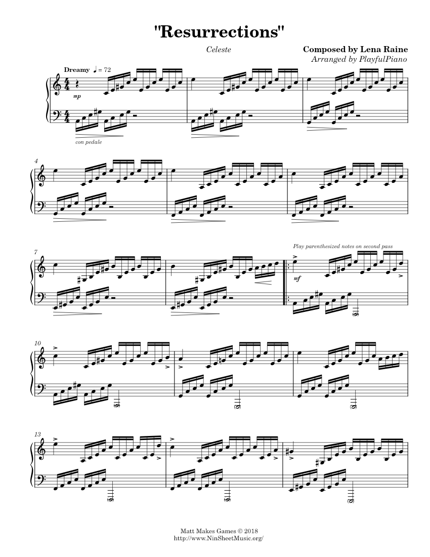 Celeste: "Resurrections" Sheet music for Piano (Solo) | Musescore.com