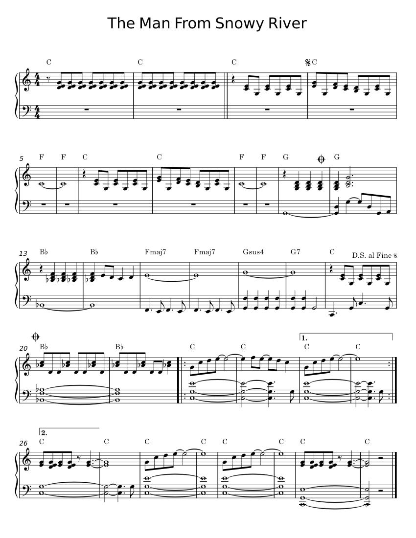 The Man From Snowy River - Laykus Woods Sheet music for Piano (Solo ...