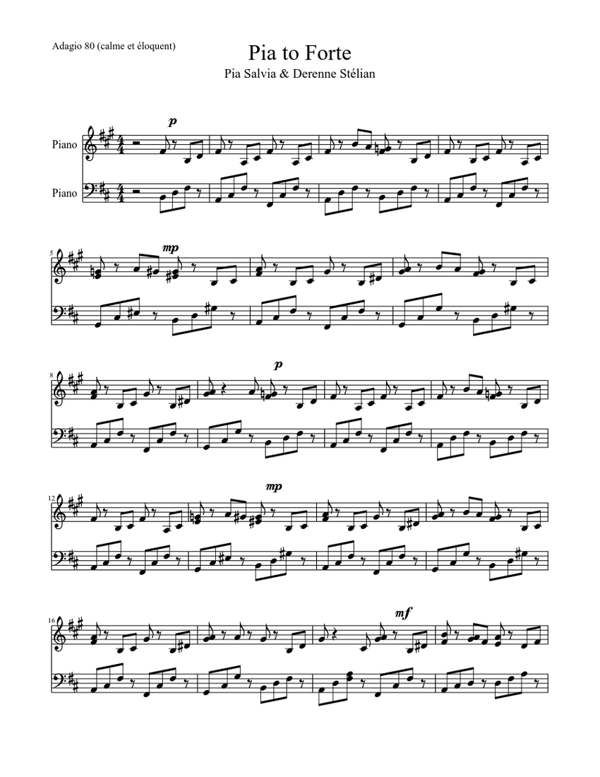 Pia to Forte Sheet music for Piano (Piano Duo) | Musescore.com