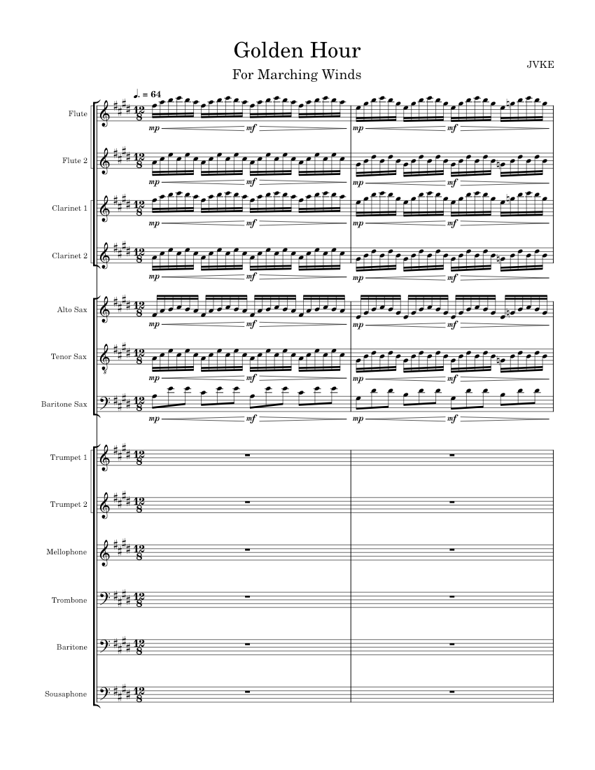 Golden hour – JVKE Sheet music for Trombone, Tuba, Flute, Saxophone ...