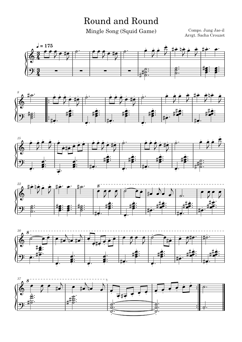 Round and Round (Mingle Song from Squid Game) – Jung Jae-il Sheet Music ...