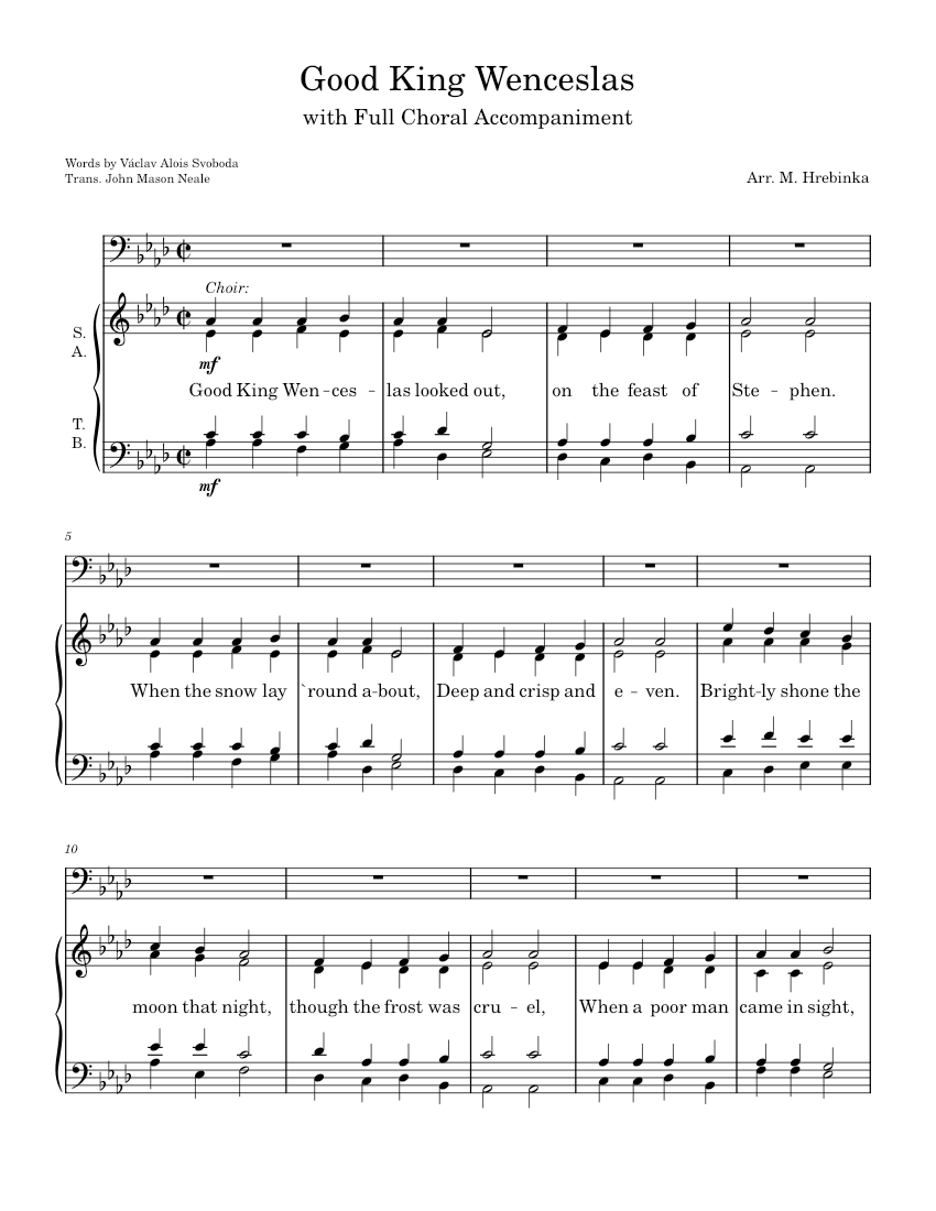 Good King Wenceslas-full choral accompaniment Sheet music for ...